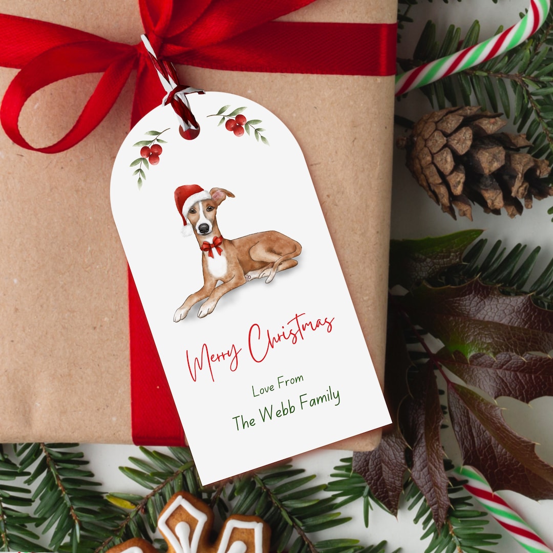 Personalised Greyhound Christmas Gift Tags 6 Pk Dog Gift Tags Festive ...