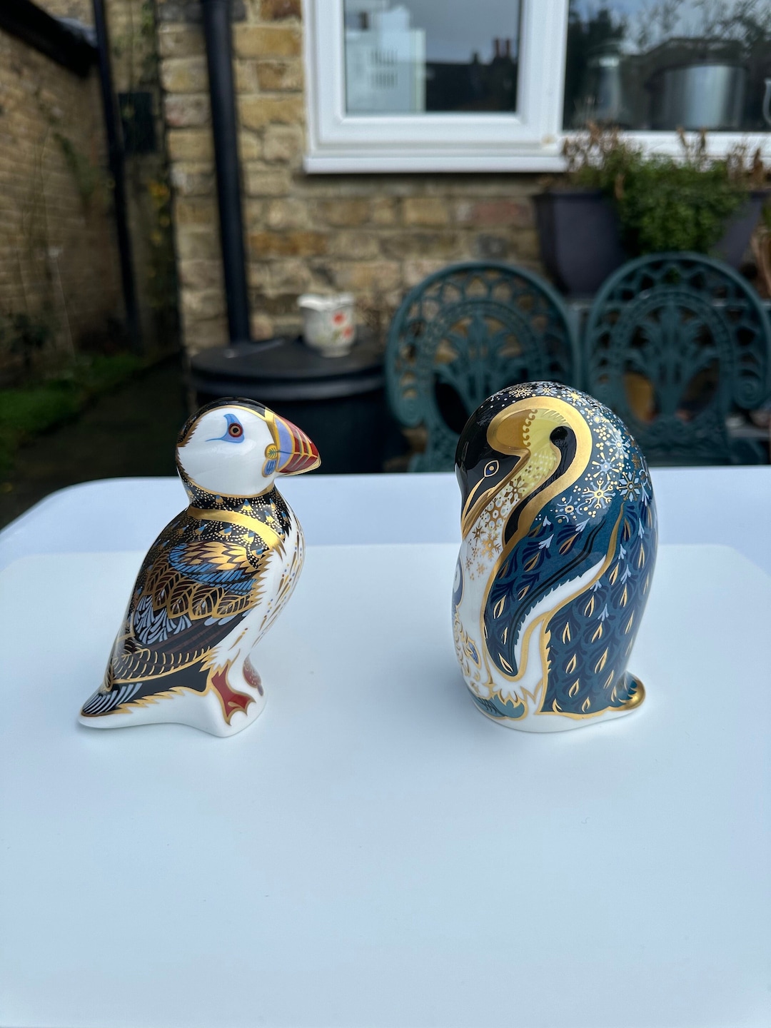 Royal Crown Derby Bird Paperweights of A Puffin With Silver Stopper and ...