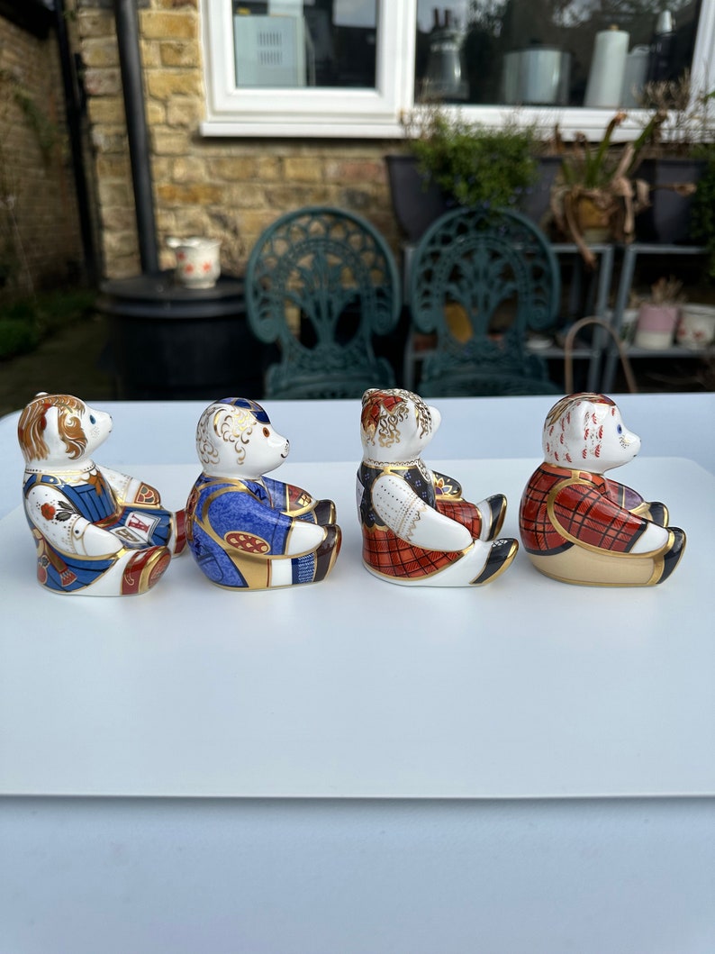 Boxed Royal Crown Derby Paperweights of Schoolgirl Teddy, Schoolboy ...