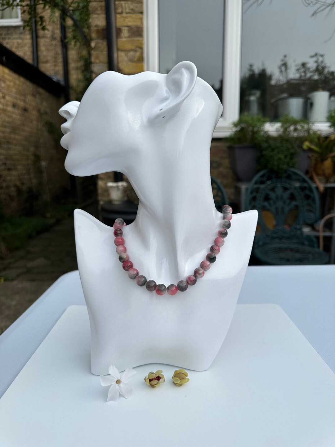 A Watermelon Jade Bead Necklace With Silver Lobster Clasp - Etsy