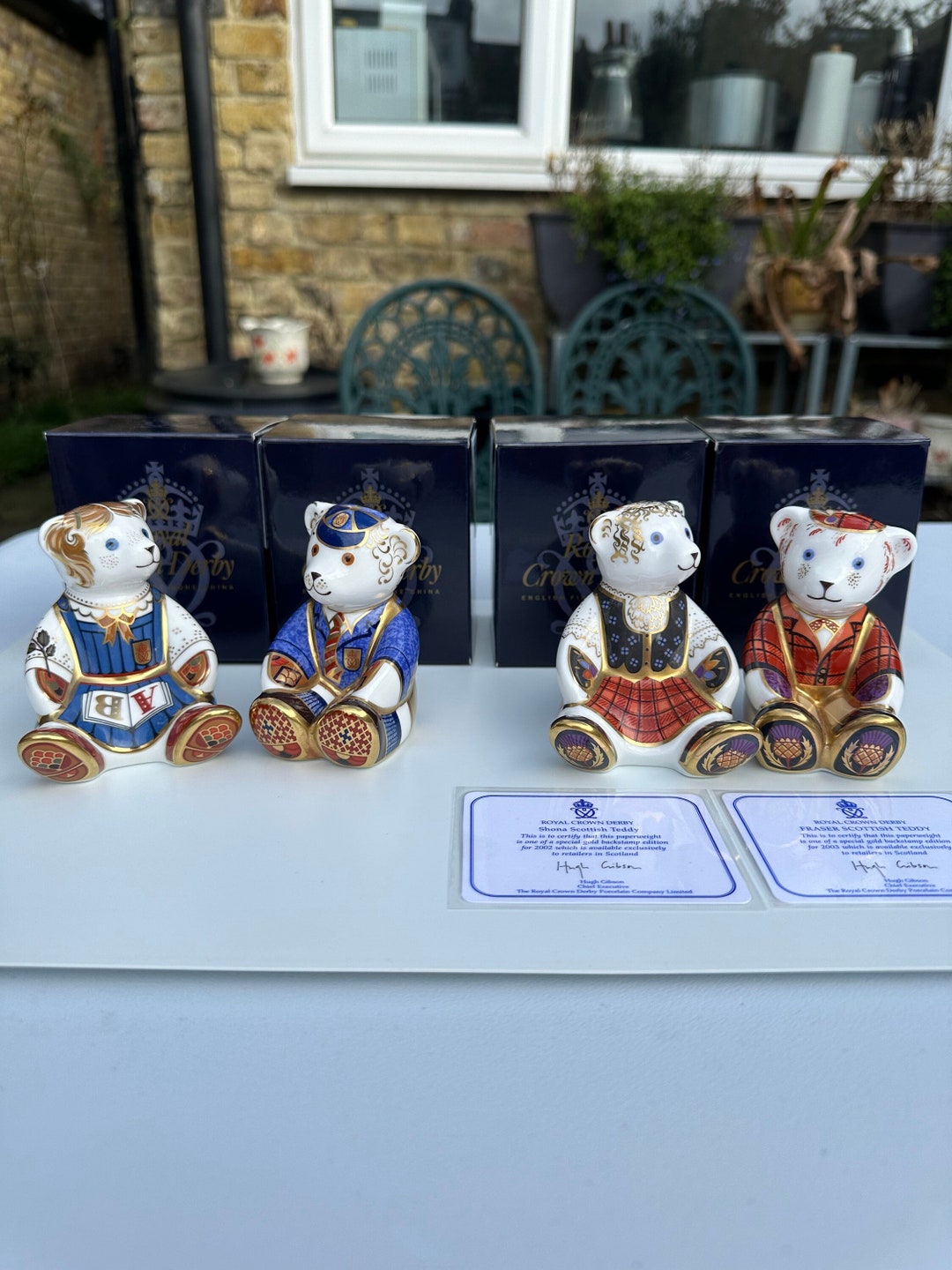 Boxed Royal Crown Derby Paperweights of Schoolgirl Teddy, Schoolboy ...