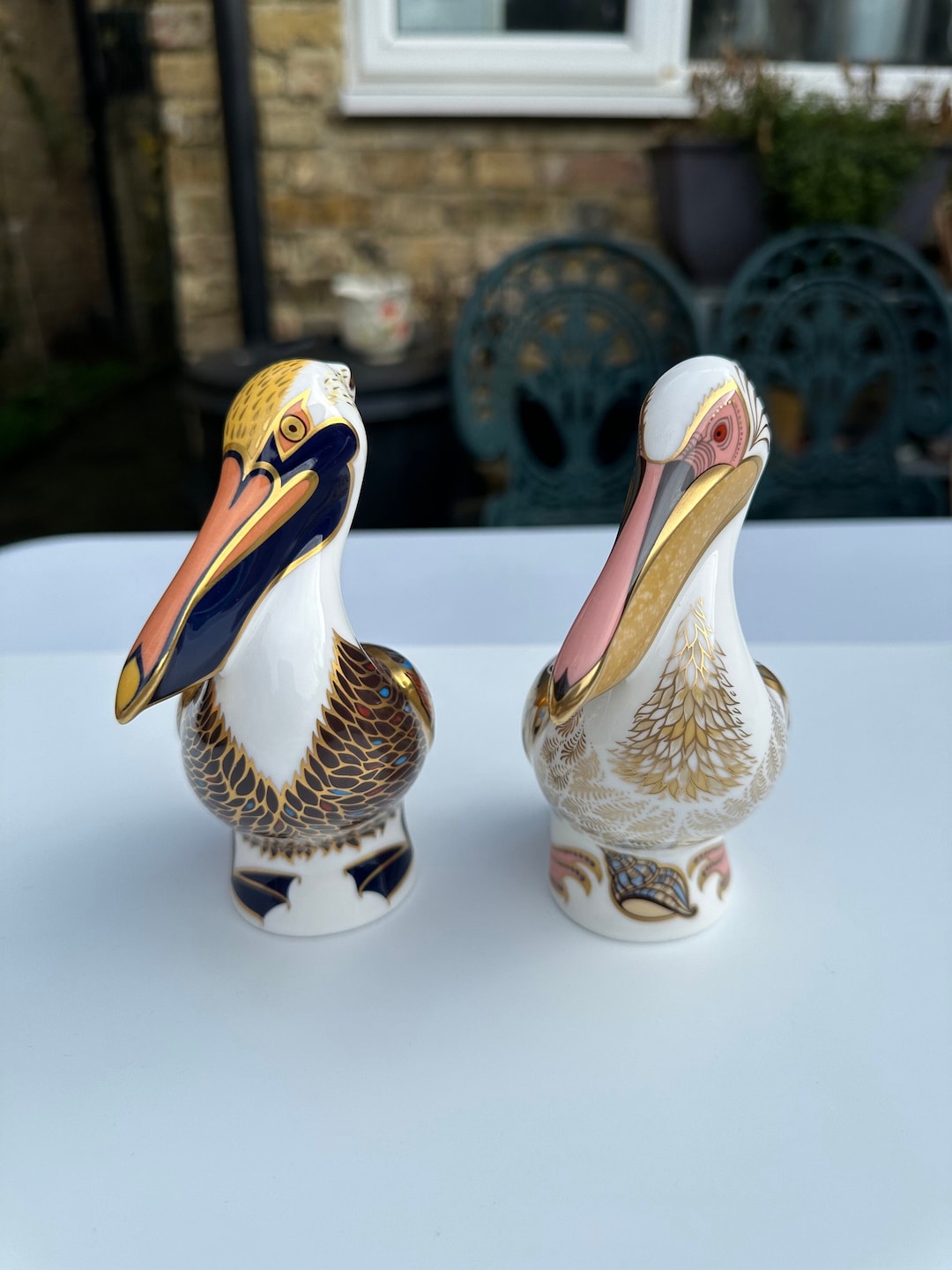 Royal Crown Derby Bird Paperweights of A Brown Pelican With Gold ...