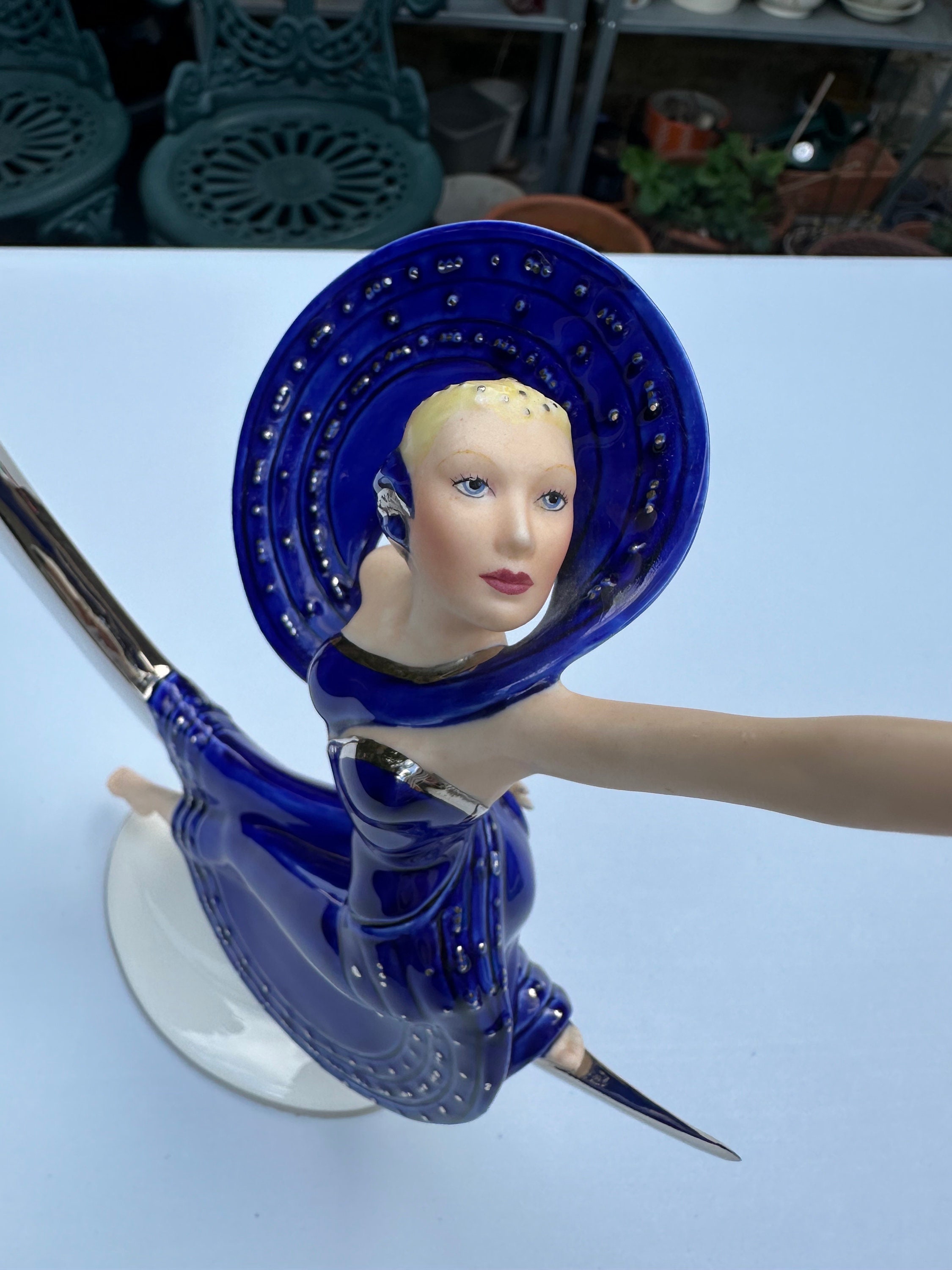 A Rare Franklin Mint Moonlight in Platinum Porcelain Figurine of A Girl ...