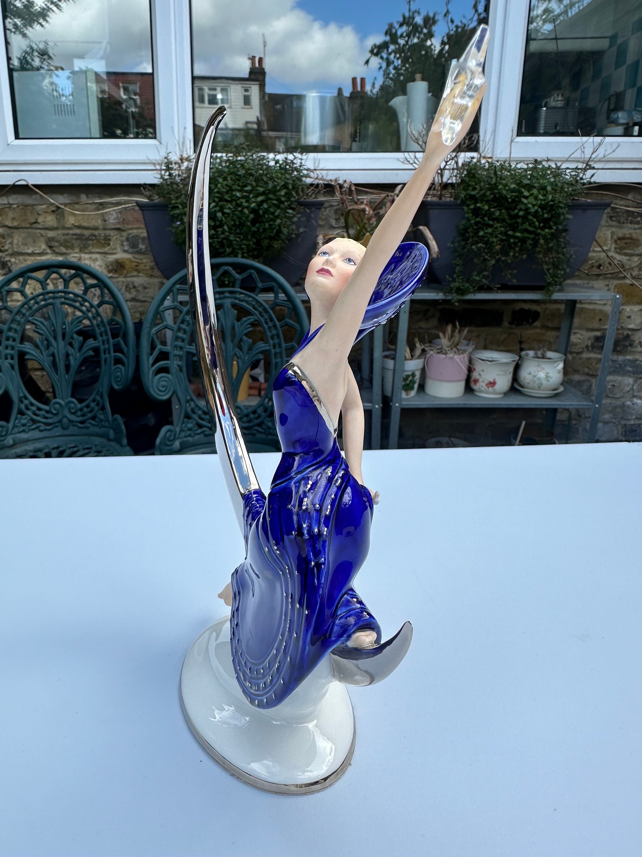 A Rare Franklin Mint Moonlight in Platinum Porcelain Figurine of A Girl ...