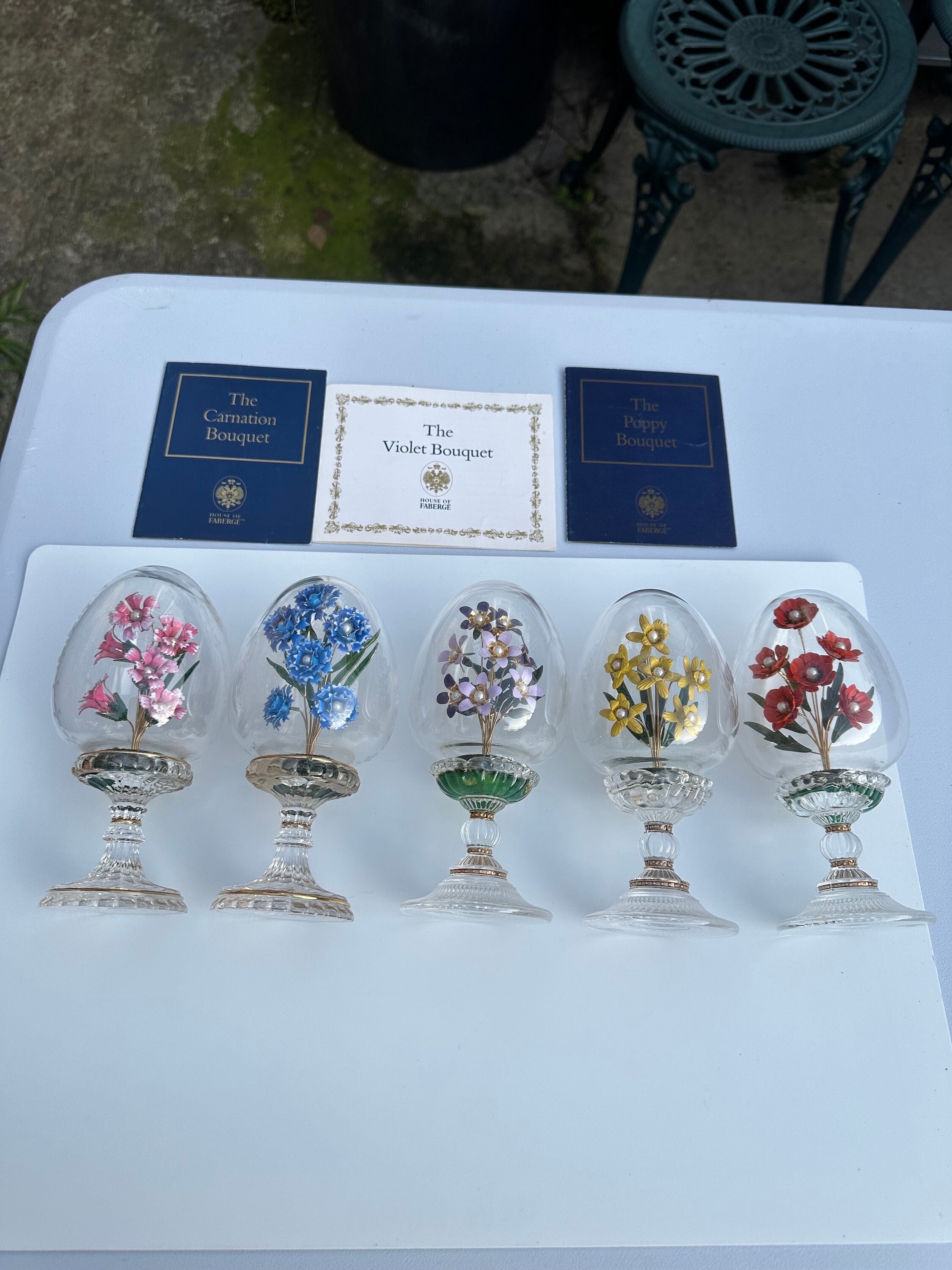 A Set of 5 Franklin Mint House of Faberge Lead Crystal Eggs of the ...