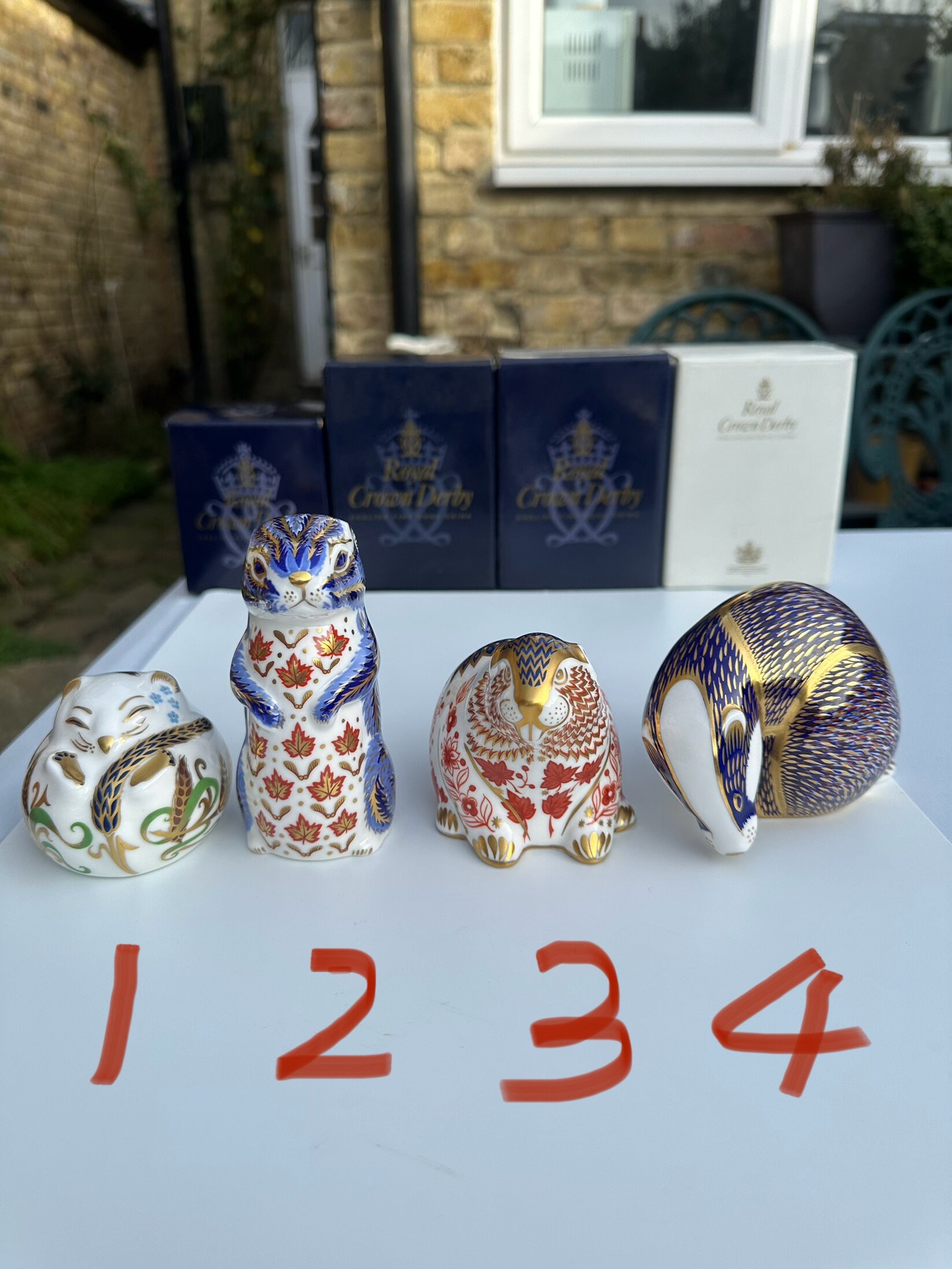 A Group of Royal Crown Derby Paperweights of A Dormouse, A Chipmunk, A ...