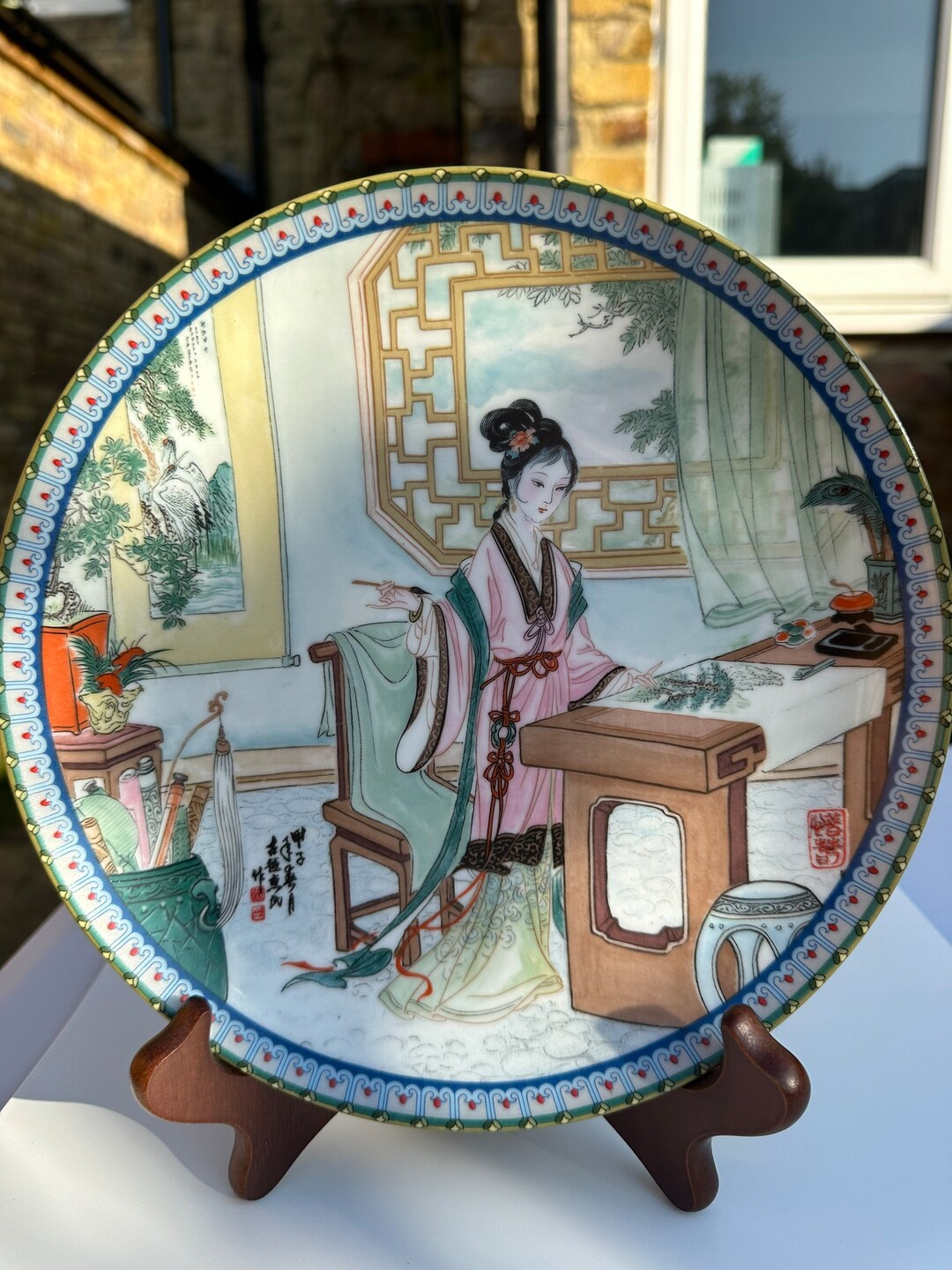 A Vintage 1987 Chinese Royal Jing De Zhen Display Plate of Leading ...