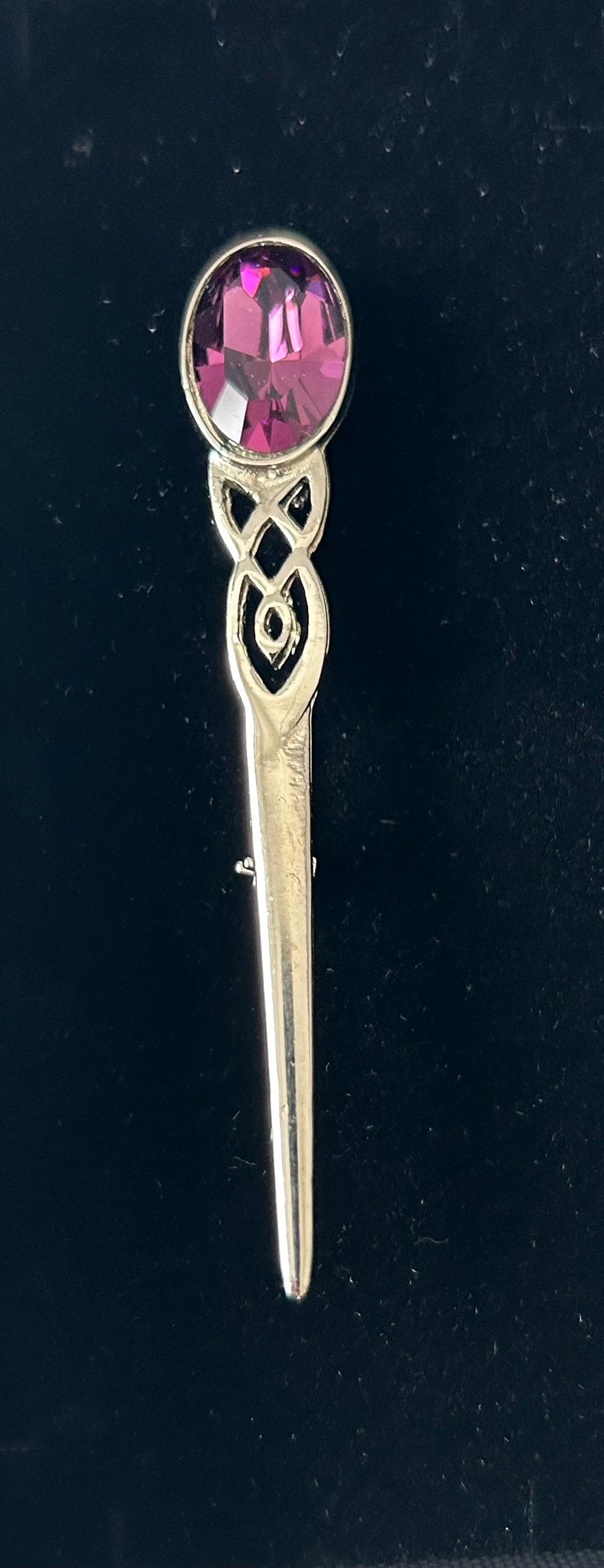 Celtic Kilt Pin English Pewter Amethyst Coloured Stone - Etsy