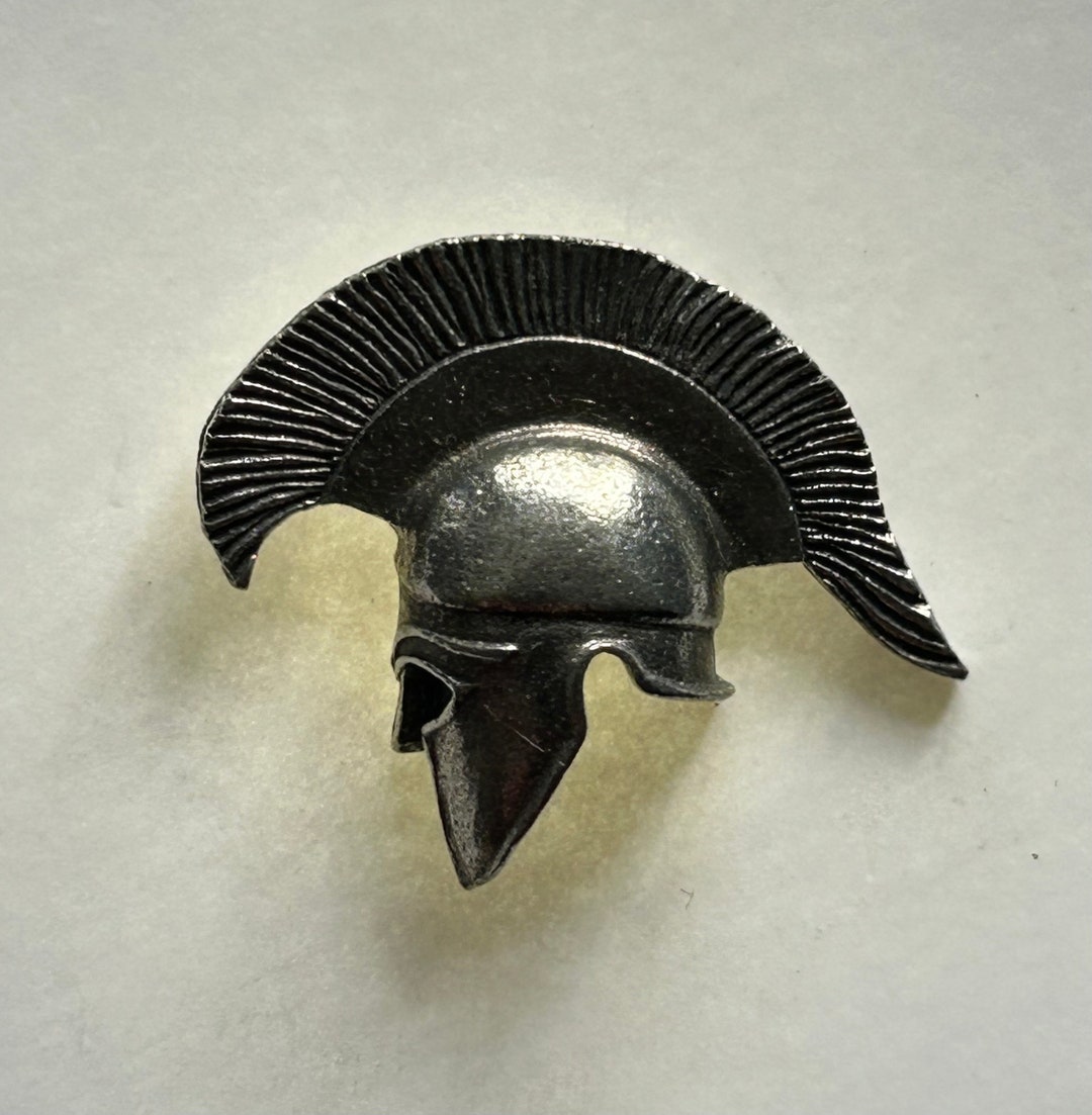 Greek Corinthian Spartan Warrior Helmet Silver Pewter Pin Badge - Etsy