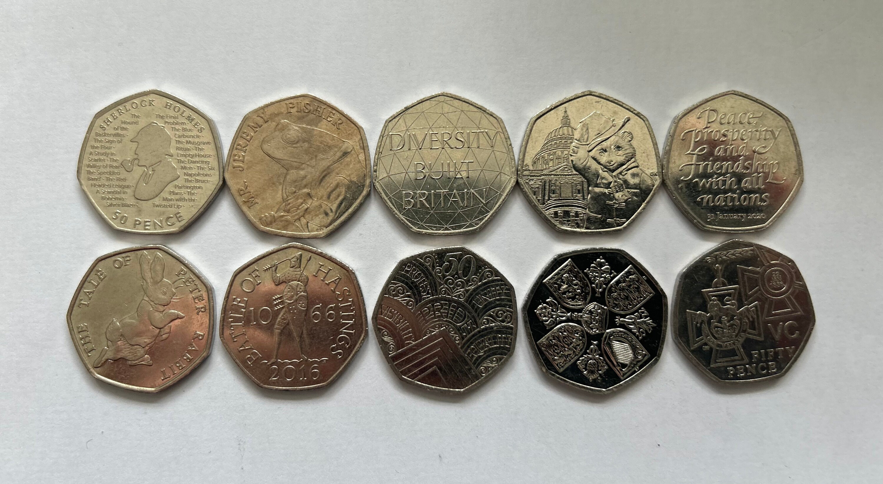 Mixed Sets of UK 50p Coins 10 Collectors Coin per Set Lots 1 -10 - Etsy UK