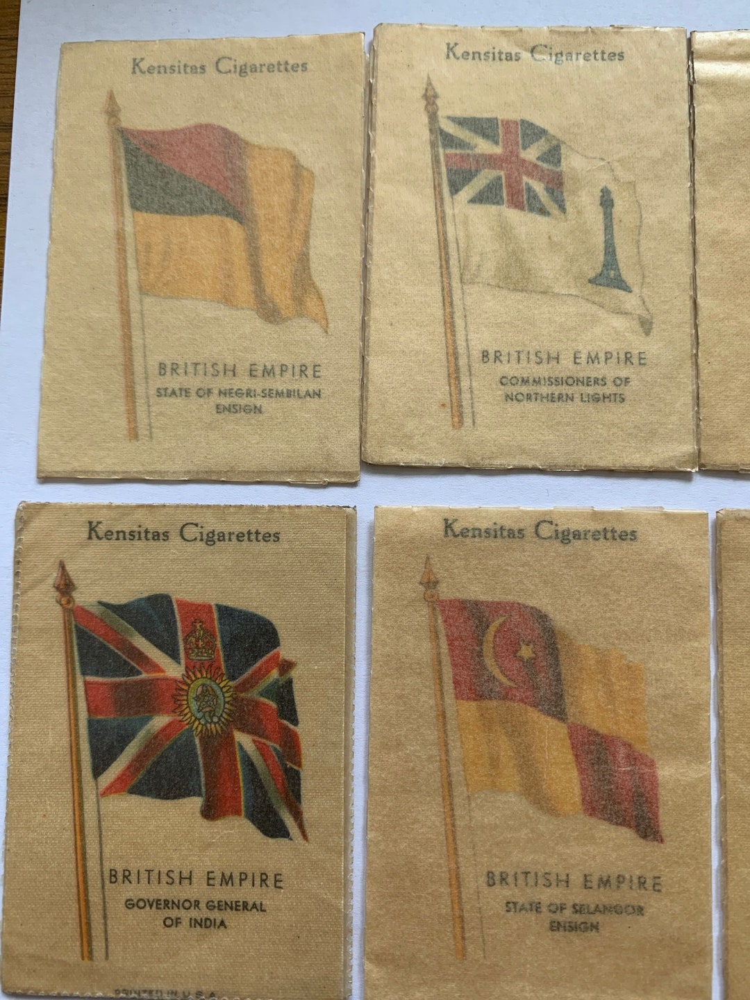 1934 J Wix Pack of 10 British Empire Flag Kensitas Cigarette Choose ...