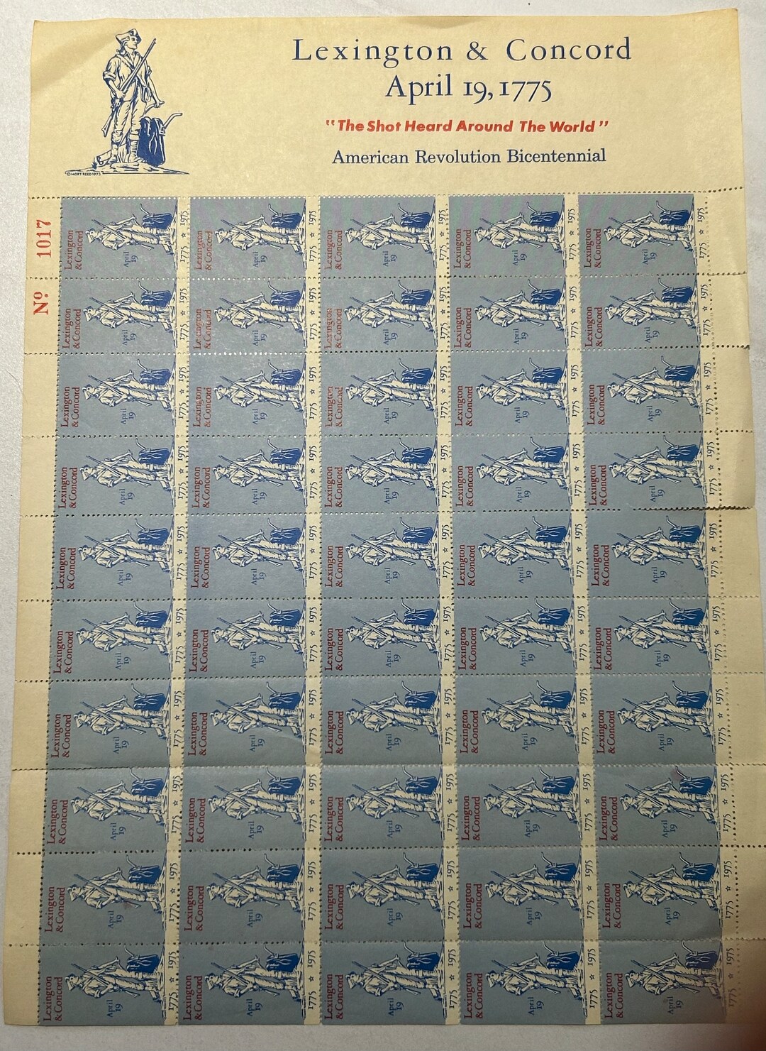 1975 American Revolution Bicentennial Lexington and Concord Stamps Full ...