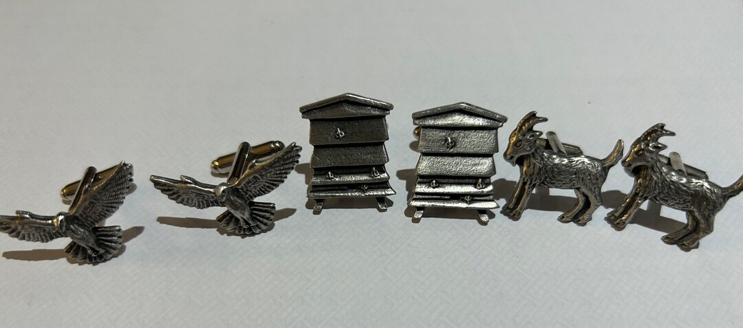 English Lead Free Pewter Cufflinks Beehive - Goat - Kestrel - Etsy