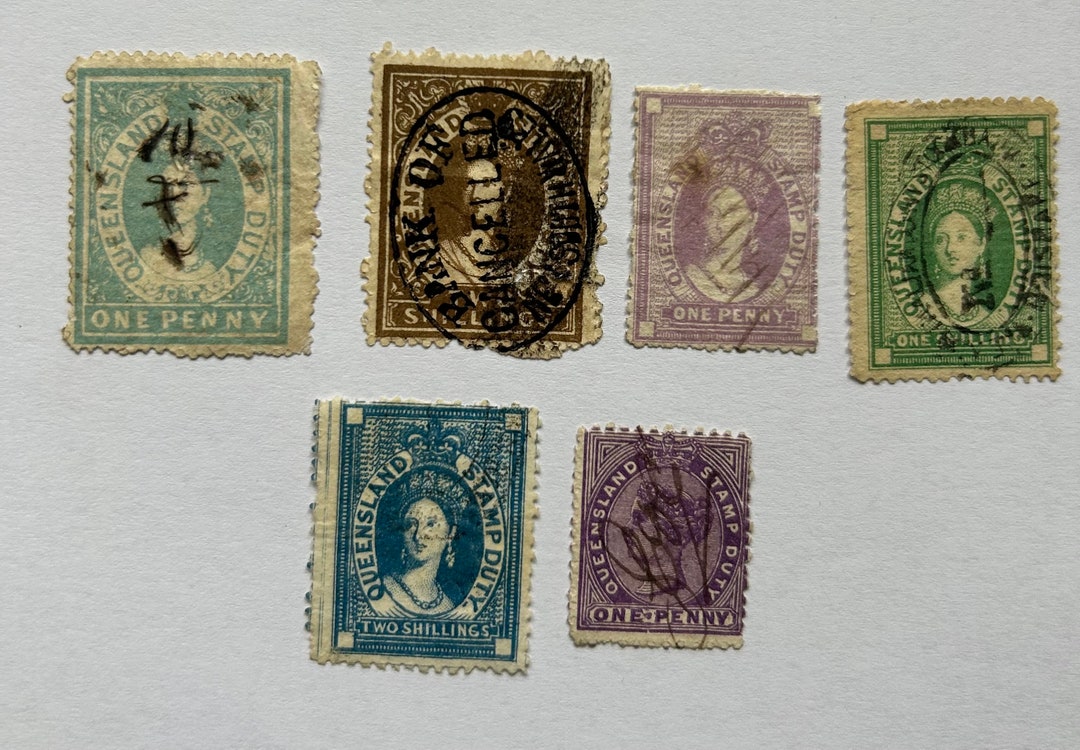 Queensland Postal Stamp Duty Collection of Six Stamps - Etsy