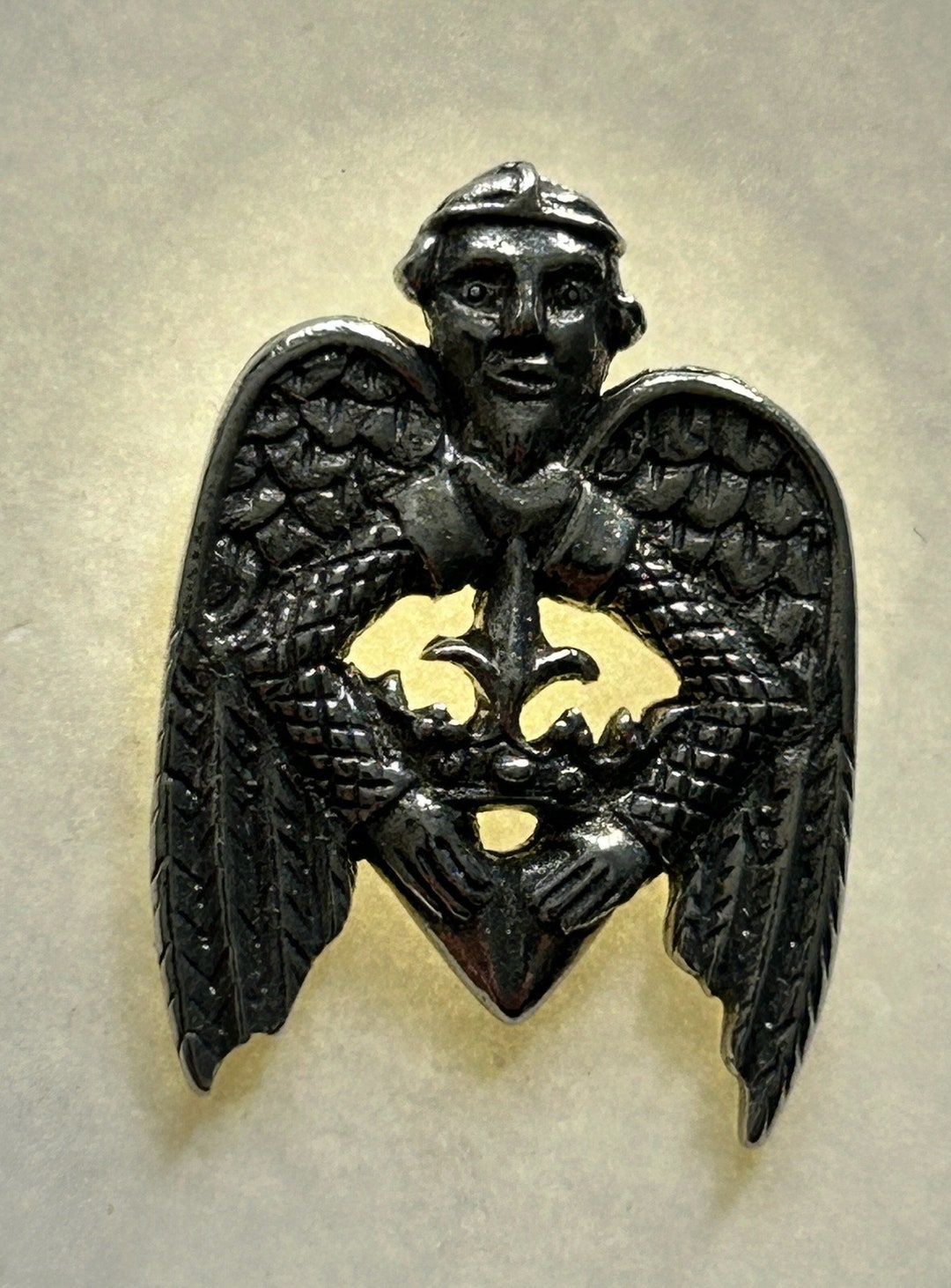 Medieval Winged Pilgrim Silver Pewter Pin Badge - Etsy