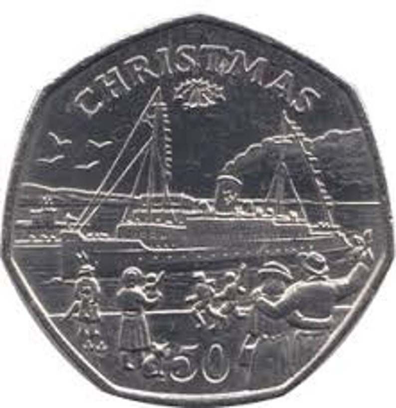 1980 - 1990 Christmas Isle of Man 30mm 50p Coins Stage Coach T Ford, De ...