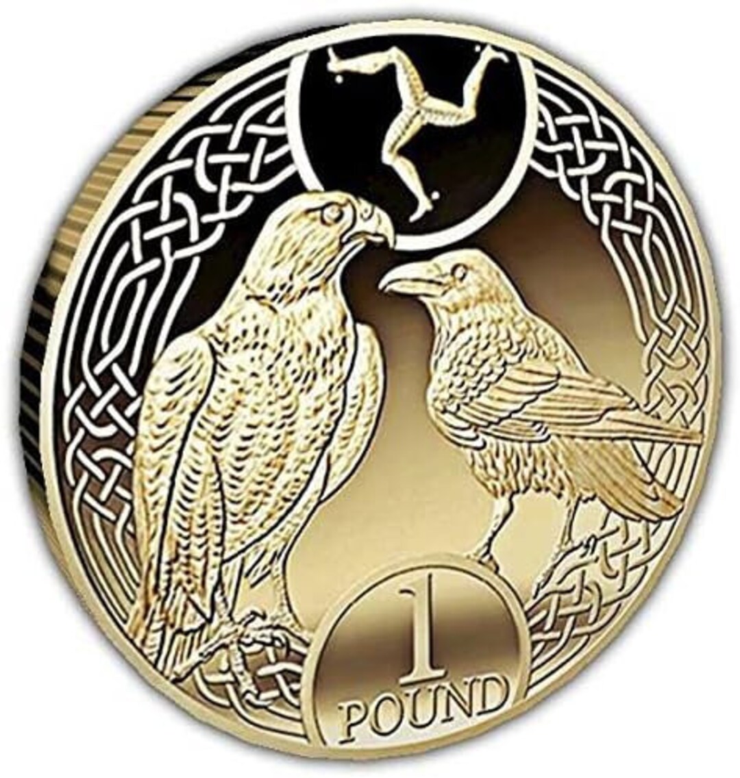 Isle of Man Raven and Falcon Old Round One Pound Coin - Etsy UK