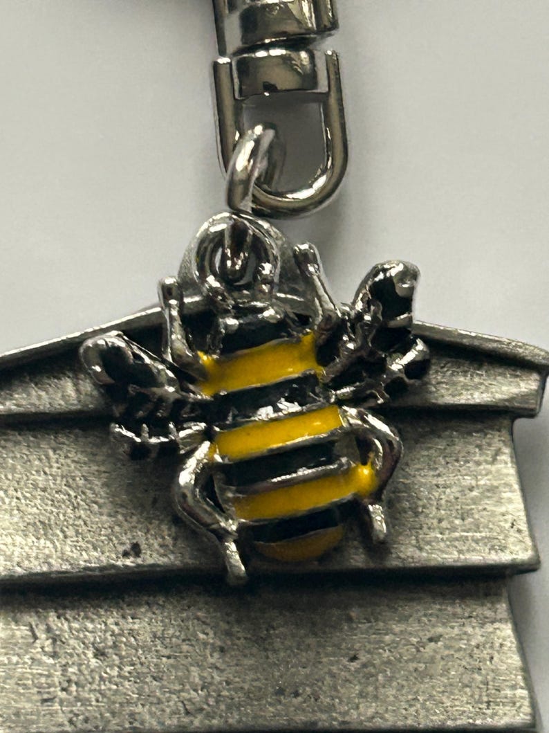 Beehive With Bee Handcrafted in Solid Pewter Keyring - Etsy