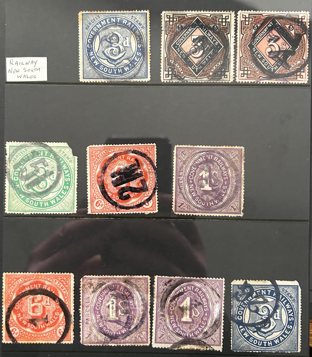 Australia States NSW Government Railway Parcel Stamp Collection of 10 ...