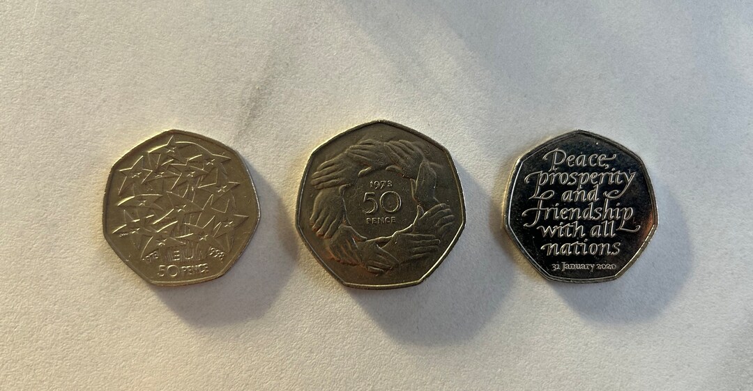 G.B 50p European Union Coin Set of 3 1973-2020 - Etsy