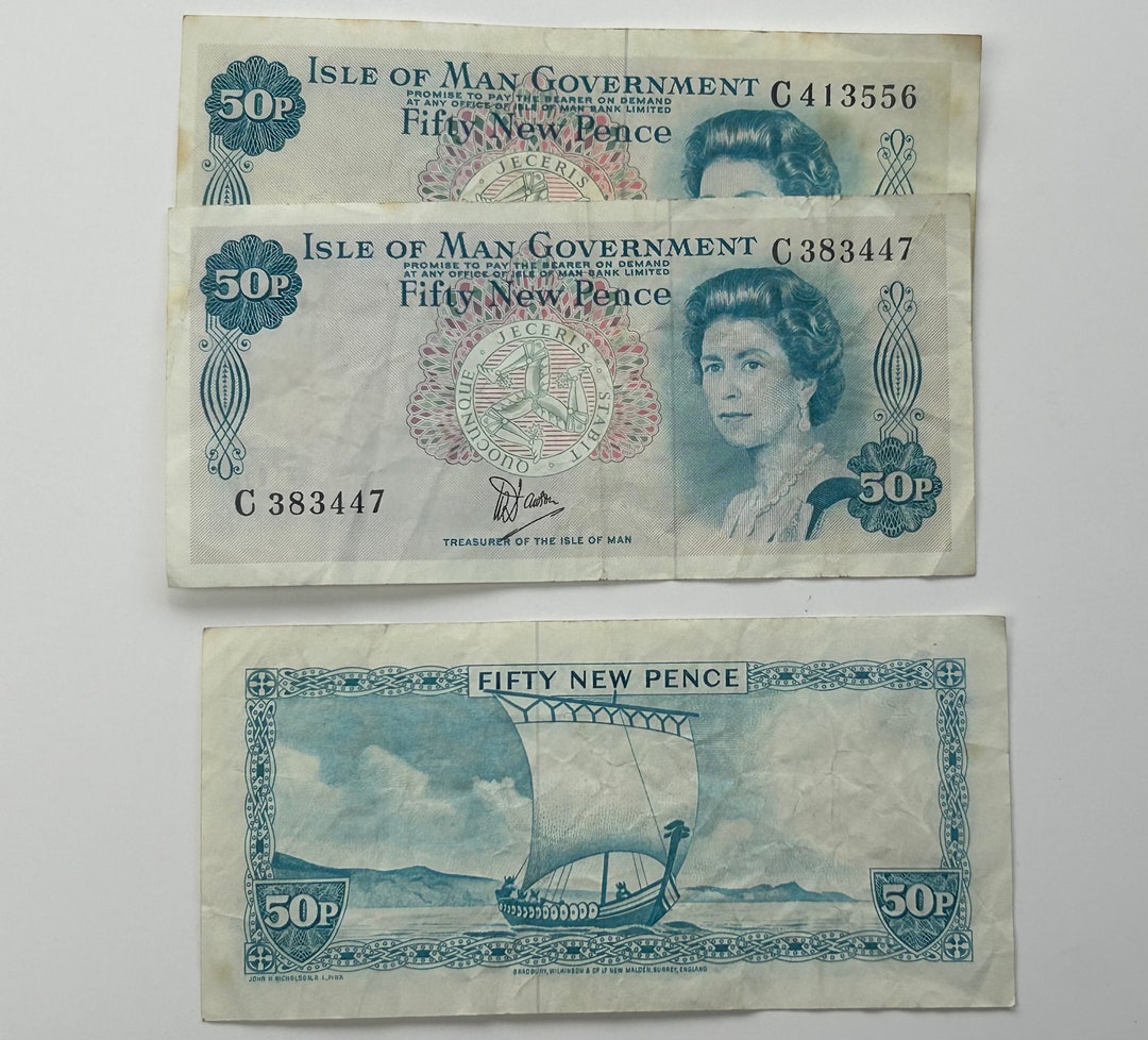 1979-1987 Isle of Man Government Queen Elizabeth II Fifty New Pence 50p ...