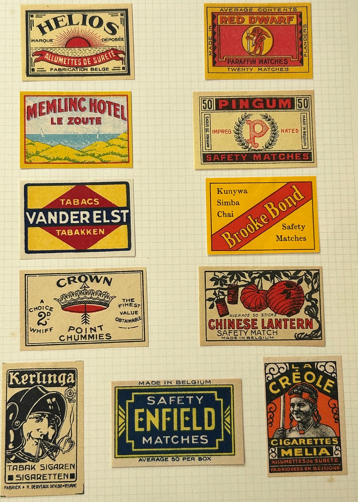 Vintage Belgium Original Matchbox Labels Collection of 34 - Etsy