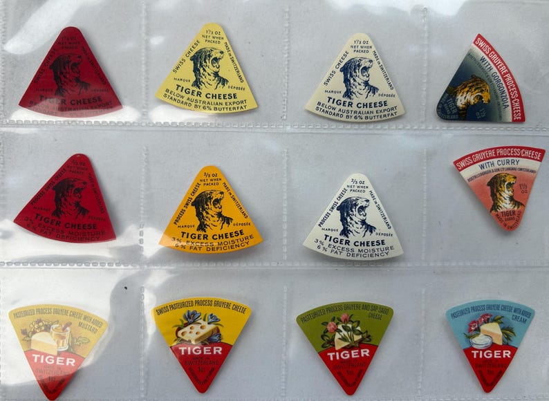Vintage Tiger Cheese Label Ephemera Mixed Collection of 20 Labels All ...