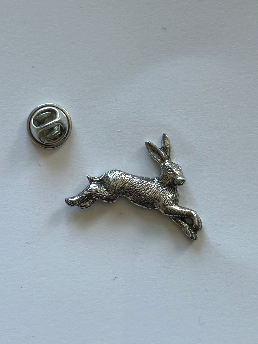 Leaping Hare Silver Pewter Pin Badge - Etsy