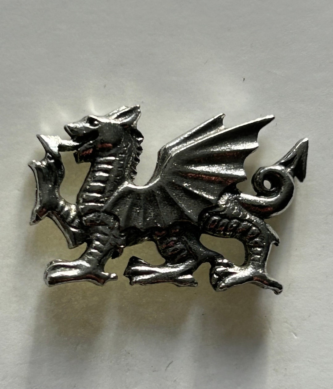 Welsh Dragon Silver Pewter Pin Badge - Etsy
