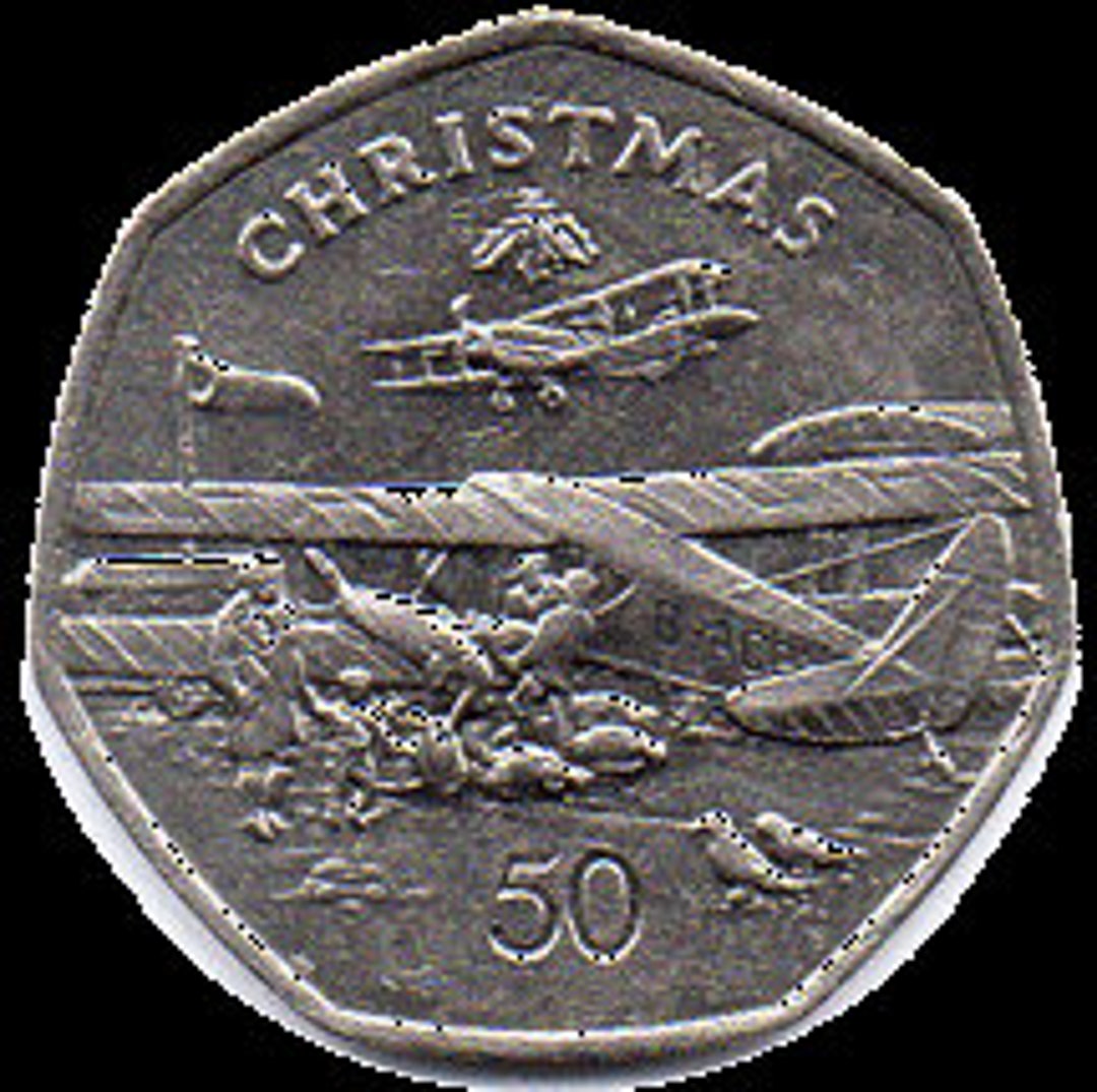 1980 - 1990 Christmas Isle of Man 30mm 50p Coins Stage Coach T Ford, De ...