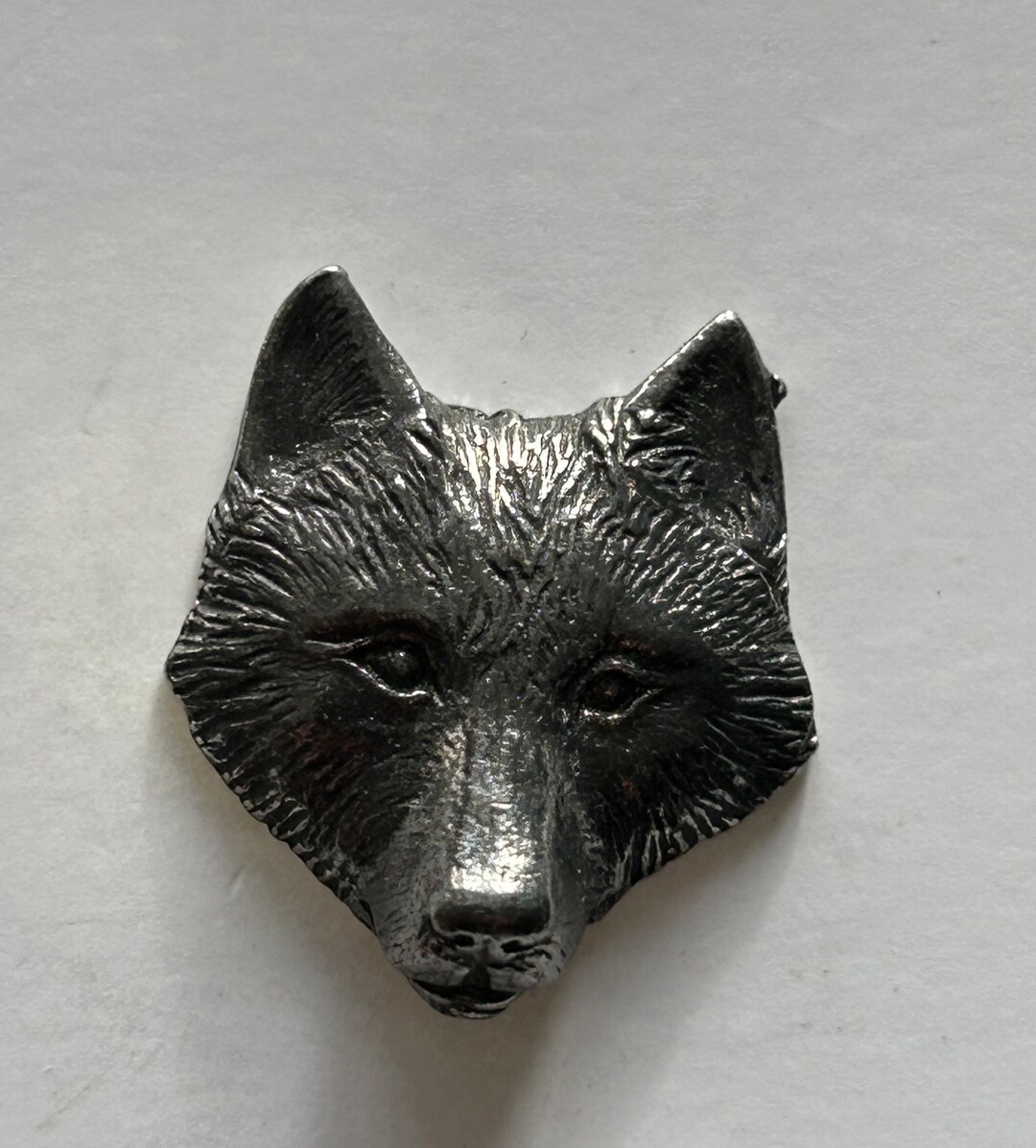 Wolf Head Silver Pewter Pin Badge - Etsy
