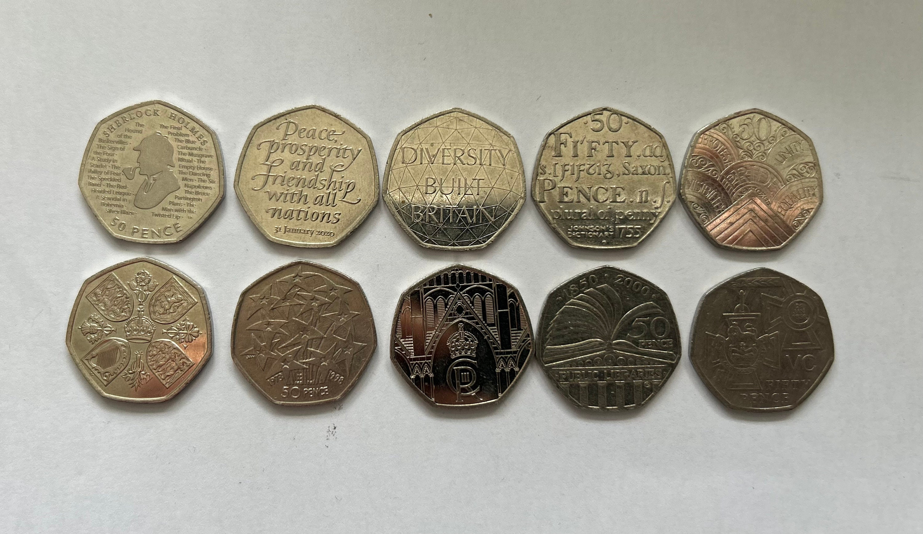 Mixed Sets of UK 50p Coins 10 Collectors Coin per Set Lots 1 -10 - Etsy UK