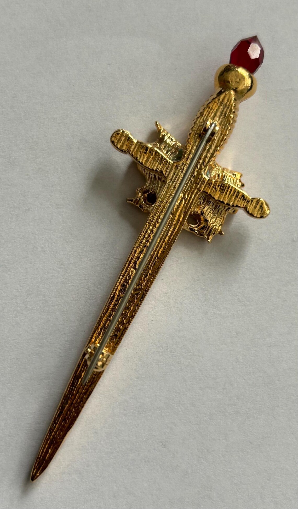 Welsh Dragon Pewter Sword Kilt Pin Red Stone - Etsy
