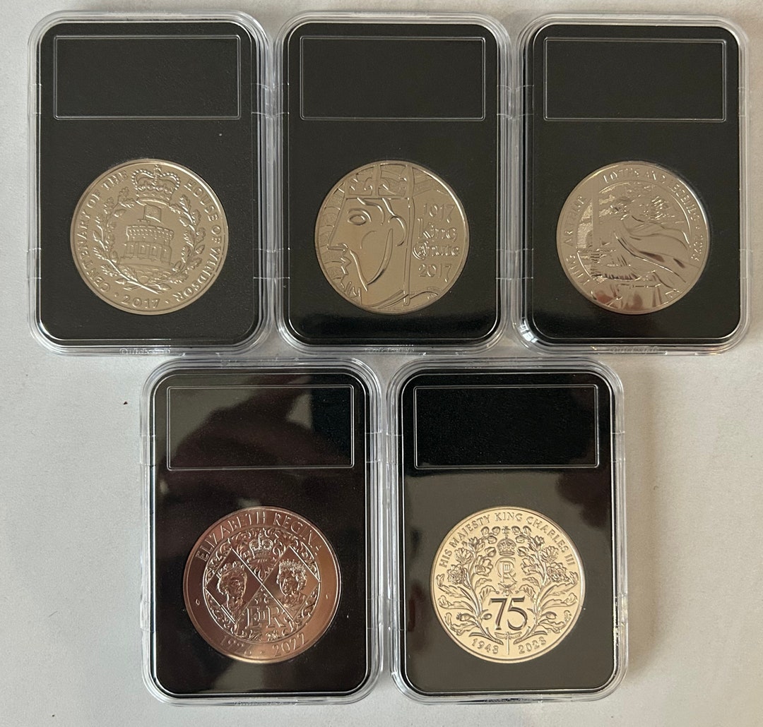 2017 - 2023 Five Pound Coins BU Memorial 75th Birthday King Arthur King ...