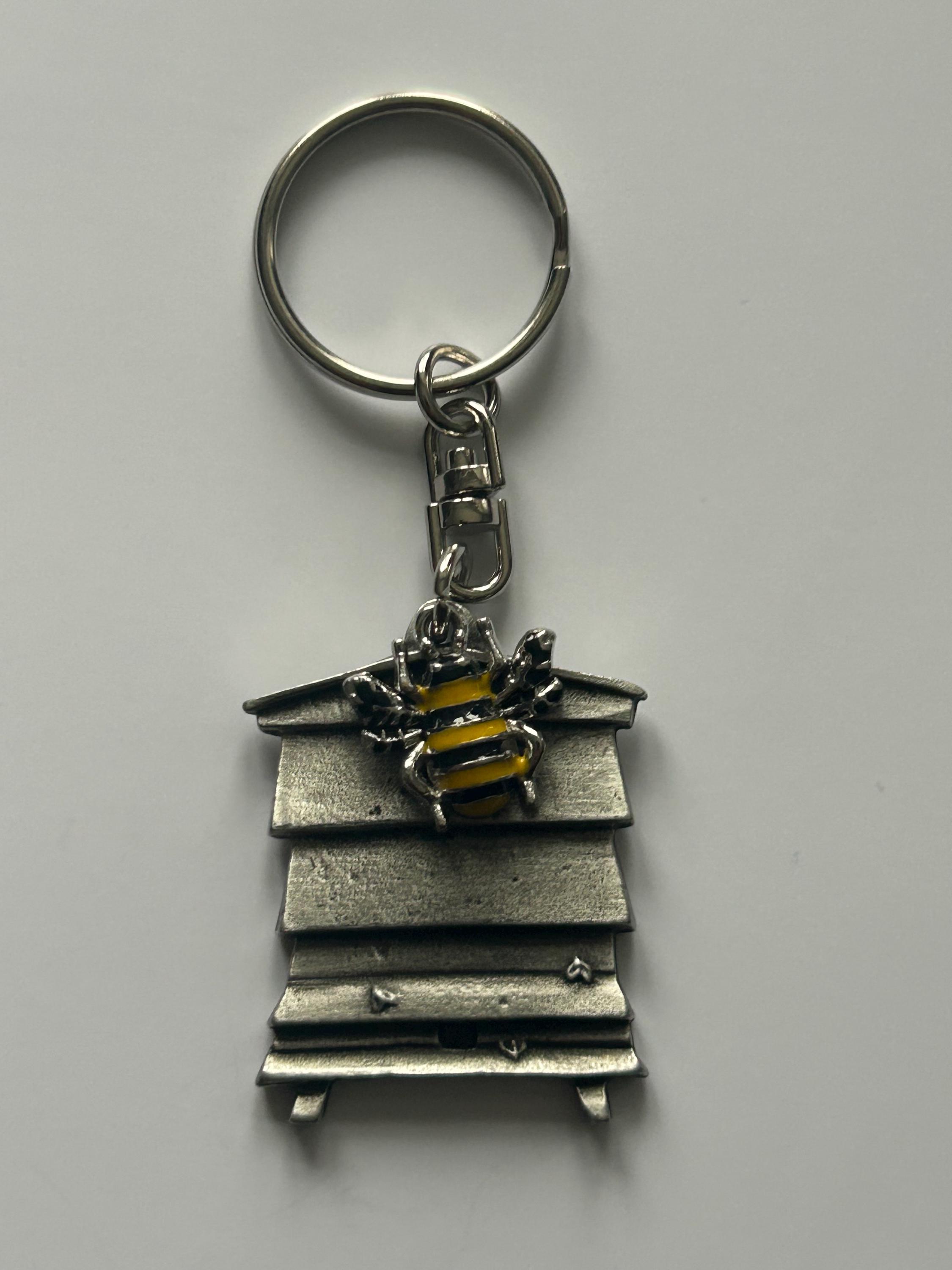 Beehive With Bee Handcrafted in Solid Pewter Keyring - Etsy