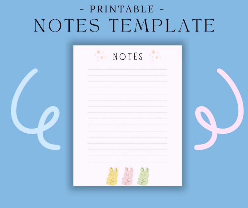 Notes Template Printable Etsy