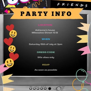 90s Themed Party Menu & Invitation (template Link to Canva) - Etsy