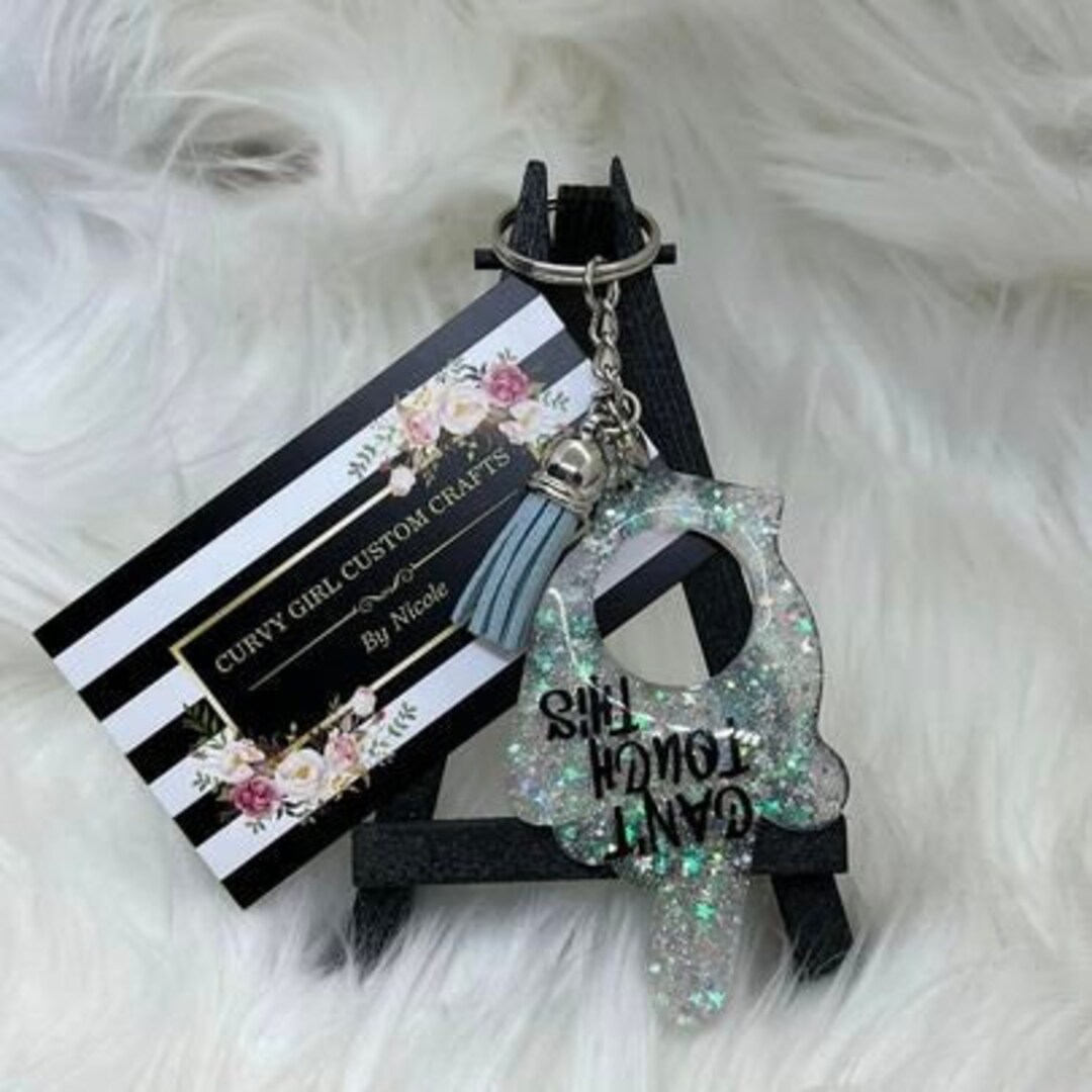 Can't Touch This, Hand, Finger, Button Pusher Opal Resin Keychain With ...