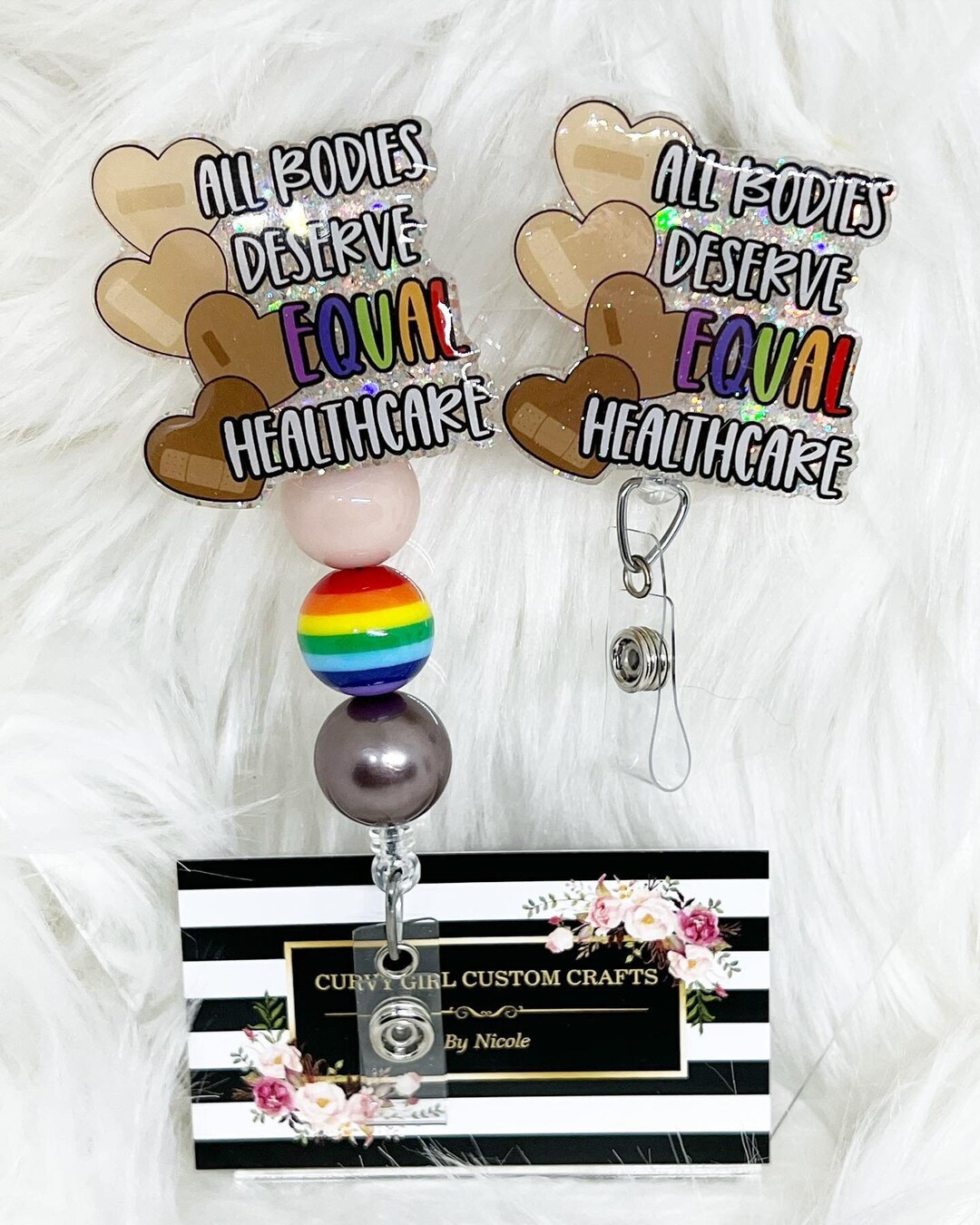 All Bodies Deserve Equal Healthcare, PRIDE, Equality Glitter Badge Reel ...