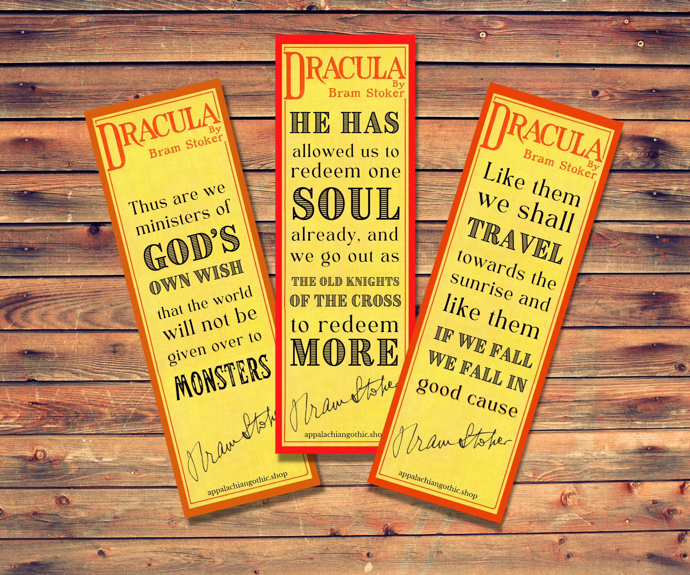 Dracula Bookmarks - Set of 3 Printable Bookmarks - Based on the ...
