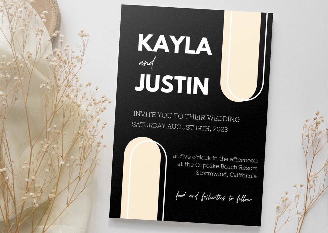 Modern Minimalist Wedding Invitation Template, Simple Wedding ...