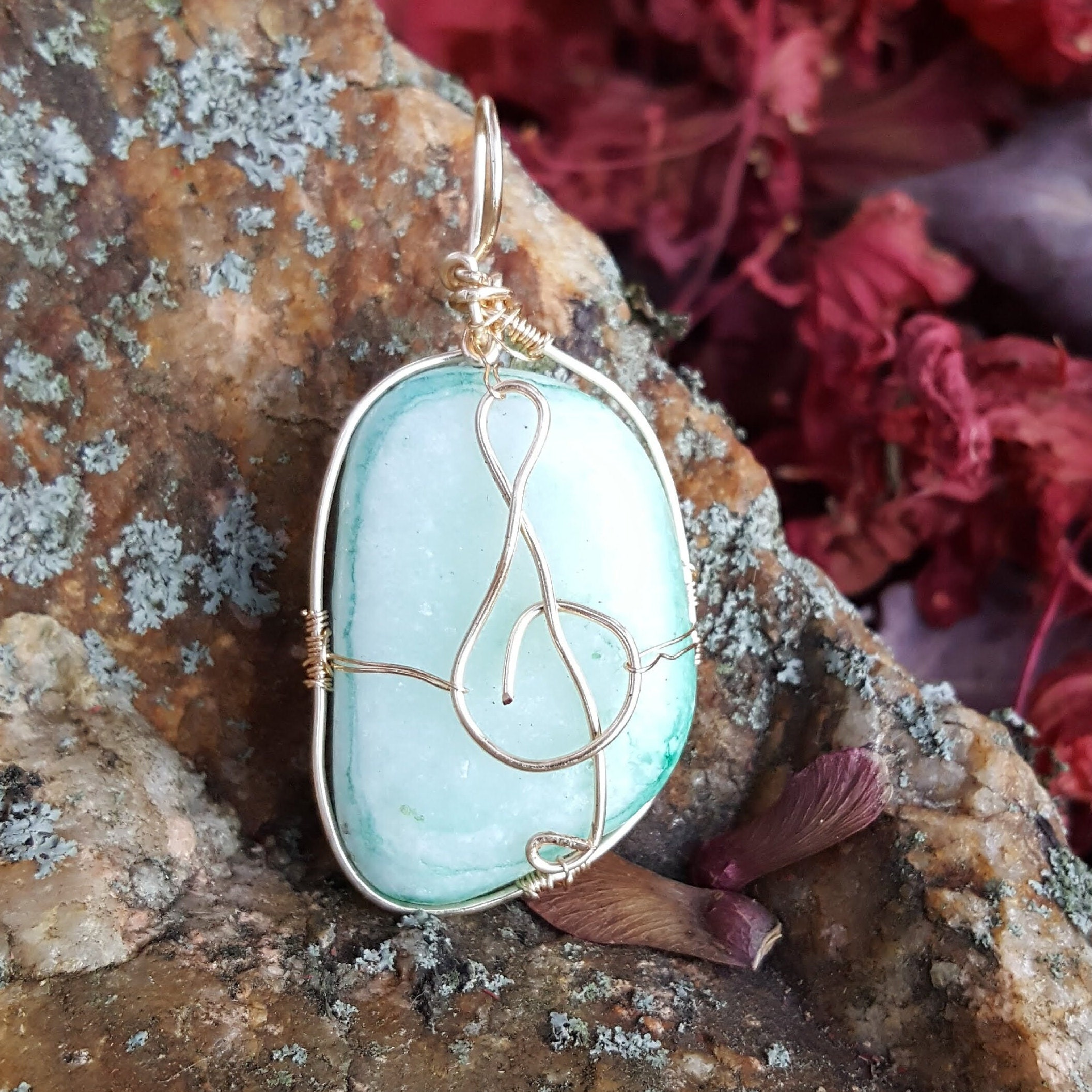 Music Treble or Bass Clef Stone Pendants, Reversible, Gold or Silver ...