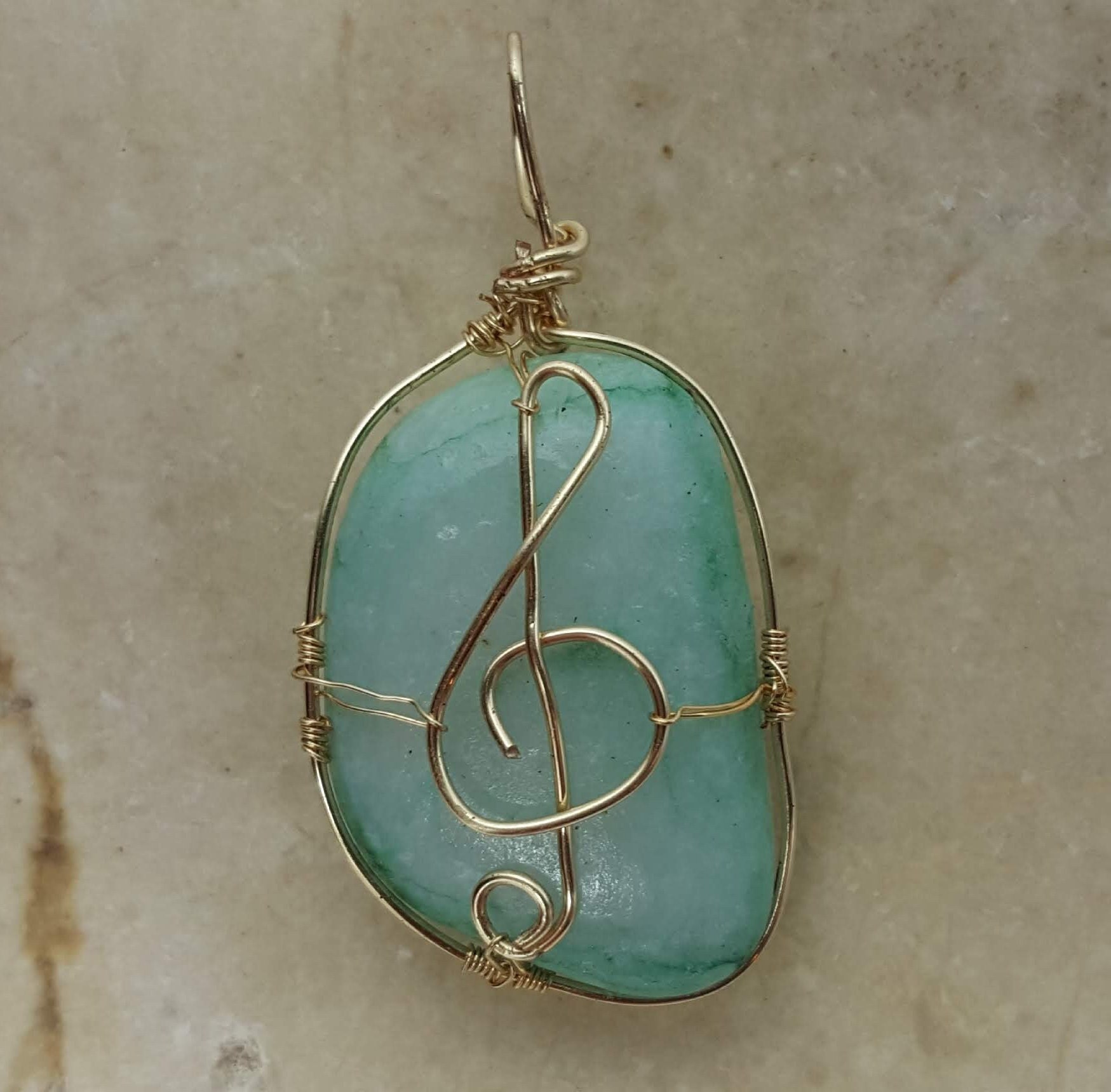 Music Treble or Bass Clef Stone Pendants, Reversible, Gold or Silver ...