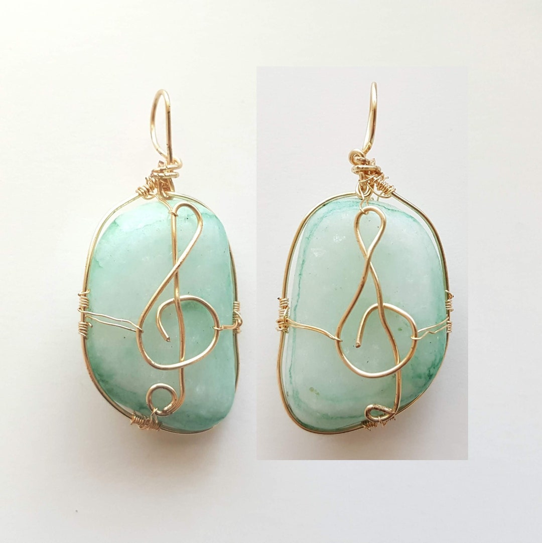 Music Treble or Bass Clef Stone Pendants, Reversible, Gold or Silver ...