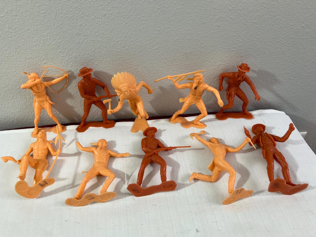 Vintage 1964 Marx Cowboys and Indians Figures Lot of 10 - Etsy