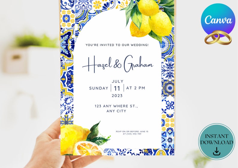 Mediterranean Italian Wedding Invitation Lemon Wedding - Etsy