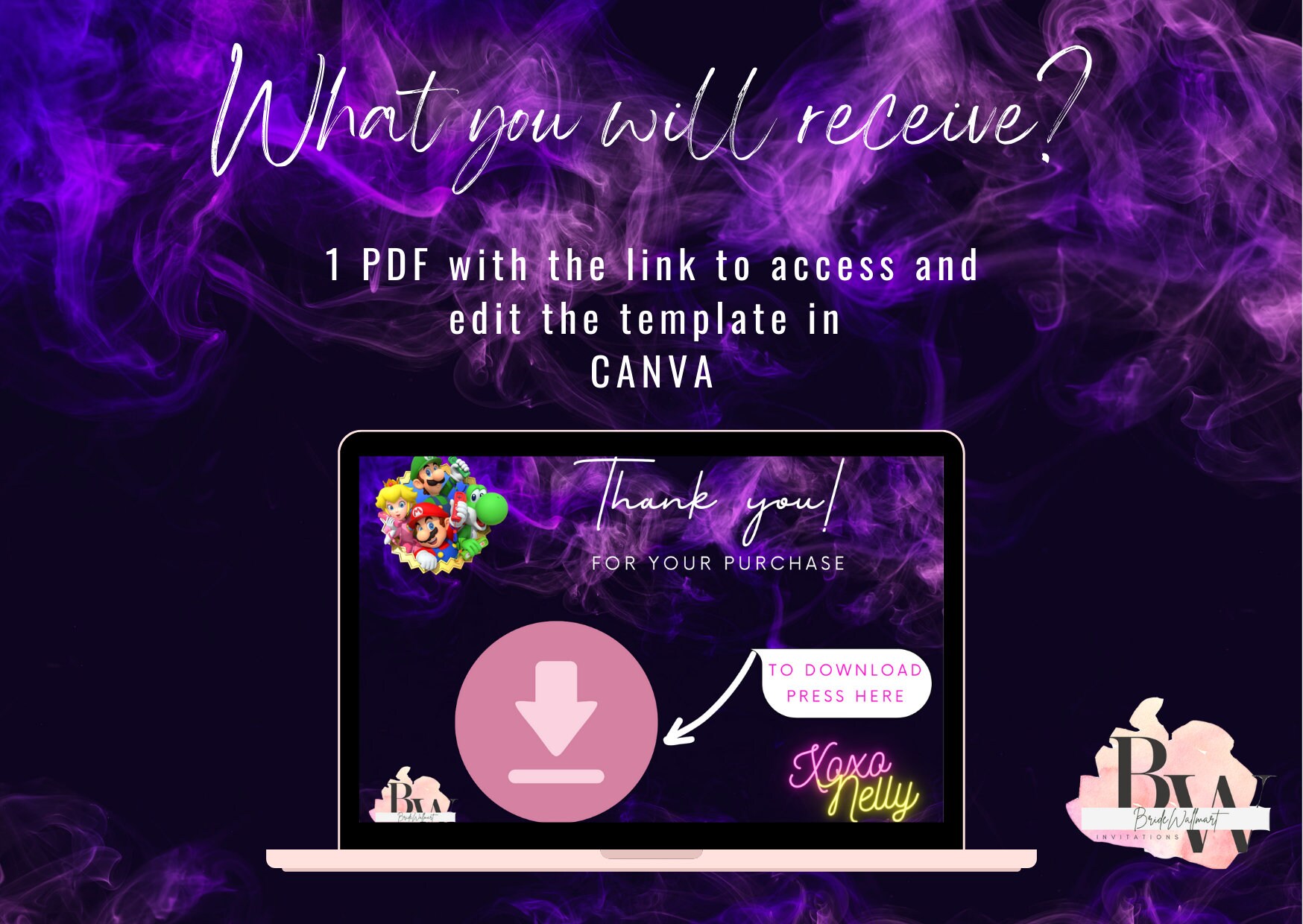 Princess Peach Super Mario Milestone Board: Editable and Personalized ...