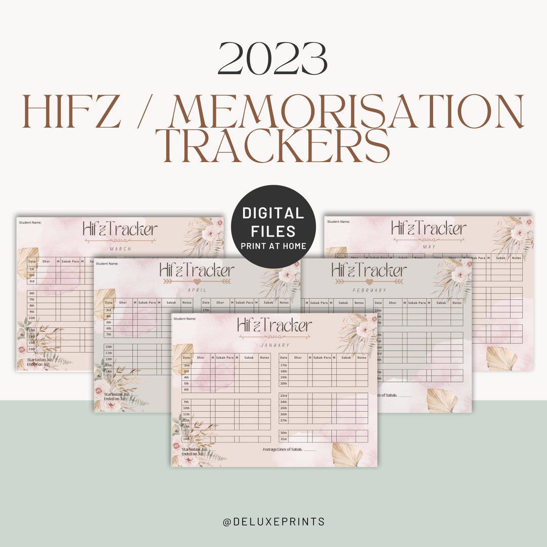 2023 Hifz / Memorisation Trackers January December Planner Trackers ...