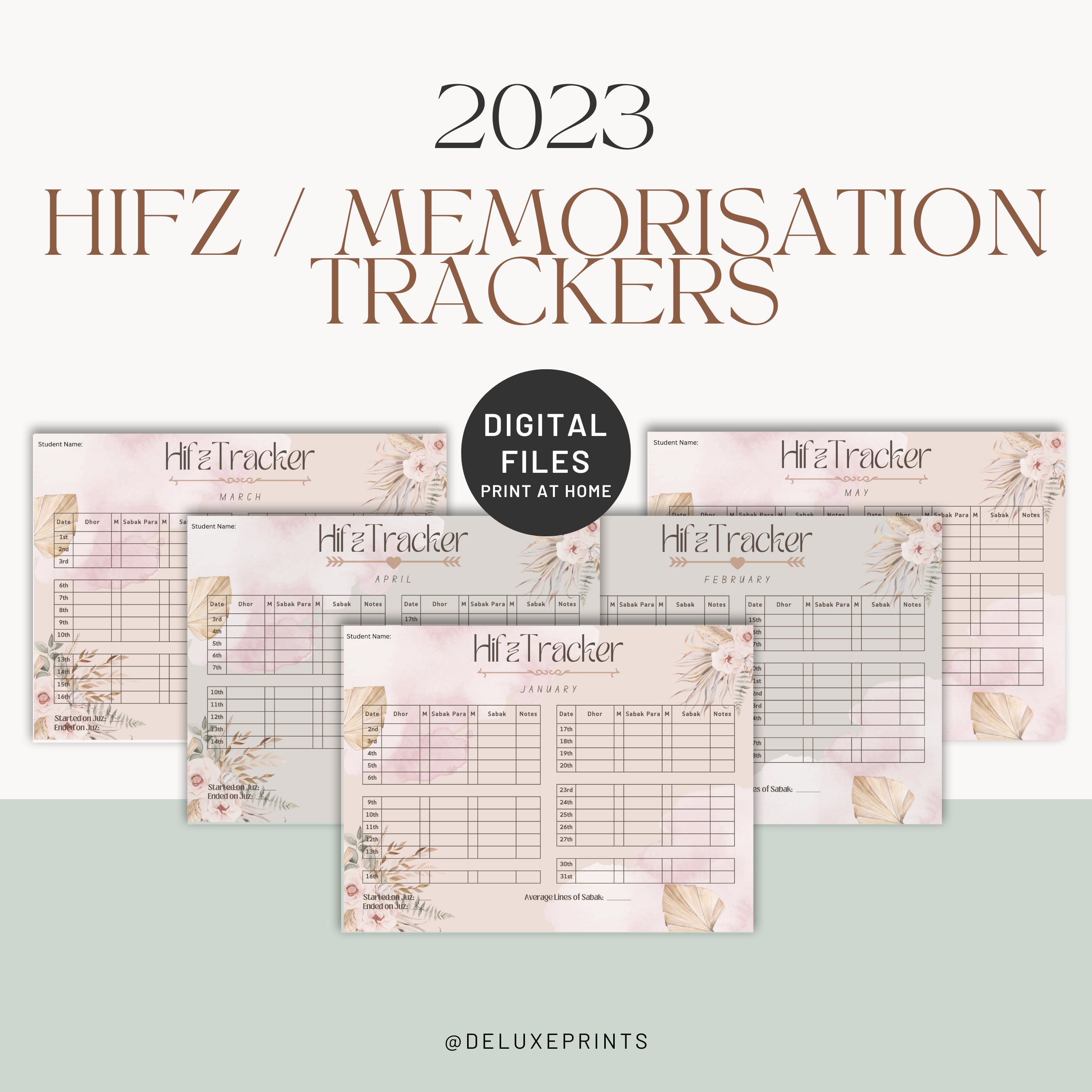 2023 Hifz / Memorisation Trackers January December Planner Trackers ...