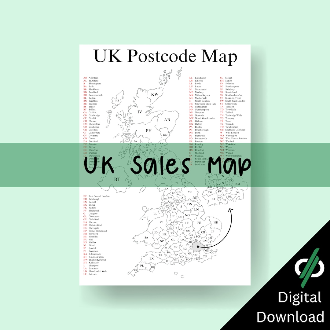 UK Postcode Map Small Business Map UK Small Business Map Sales Tracker ...